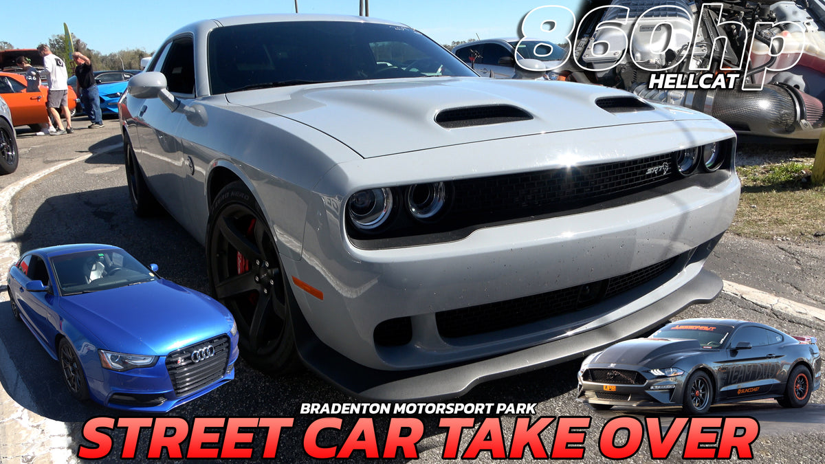 860hp HELLCAT vs Audi S5 vs Mustangs @ Street Car Take Over in Bradent ...