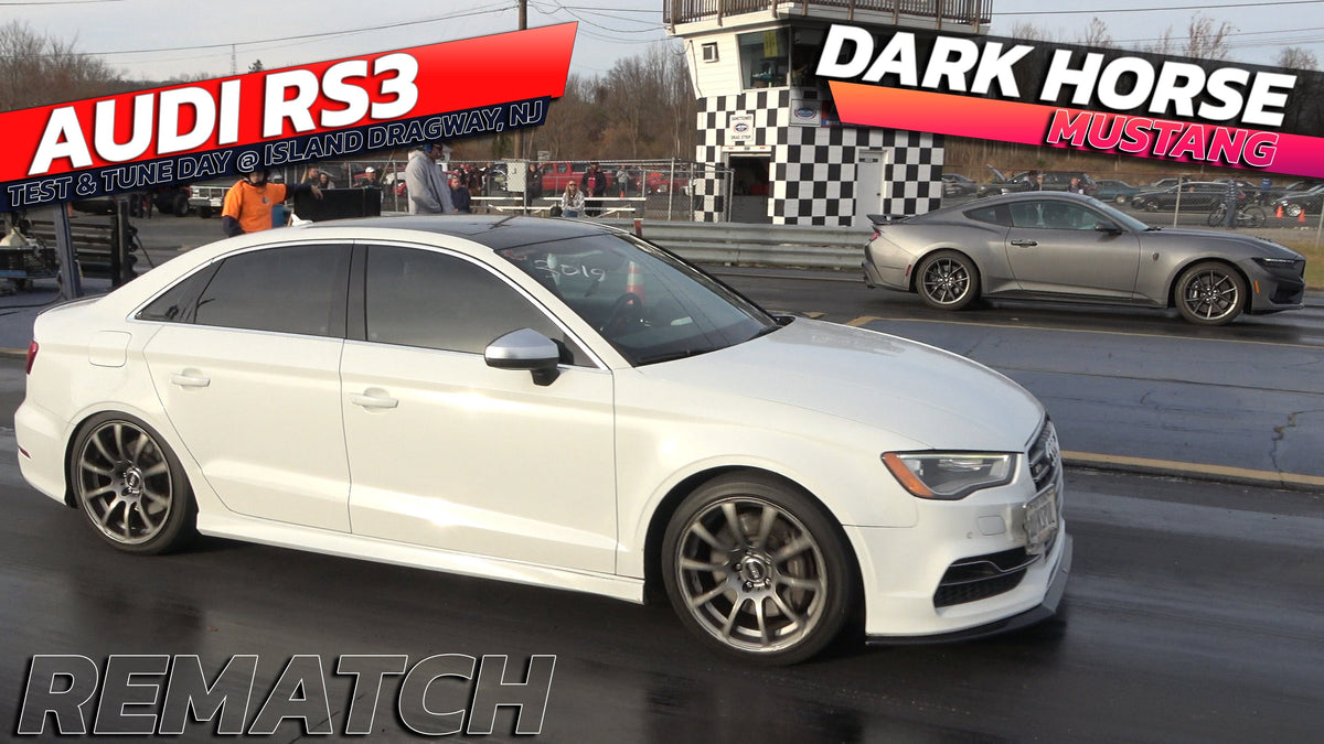 Audi RS3 vs Dark Horse Mustang Rematch Drag Racing @ Island dragway ...