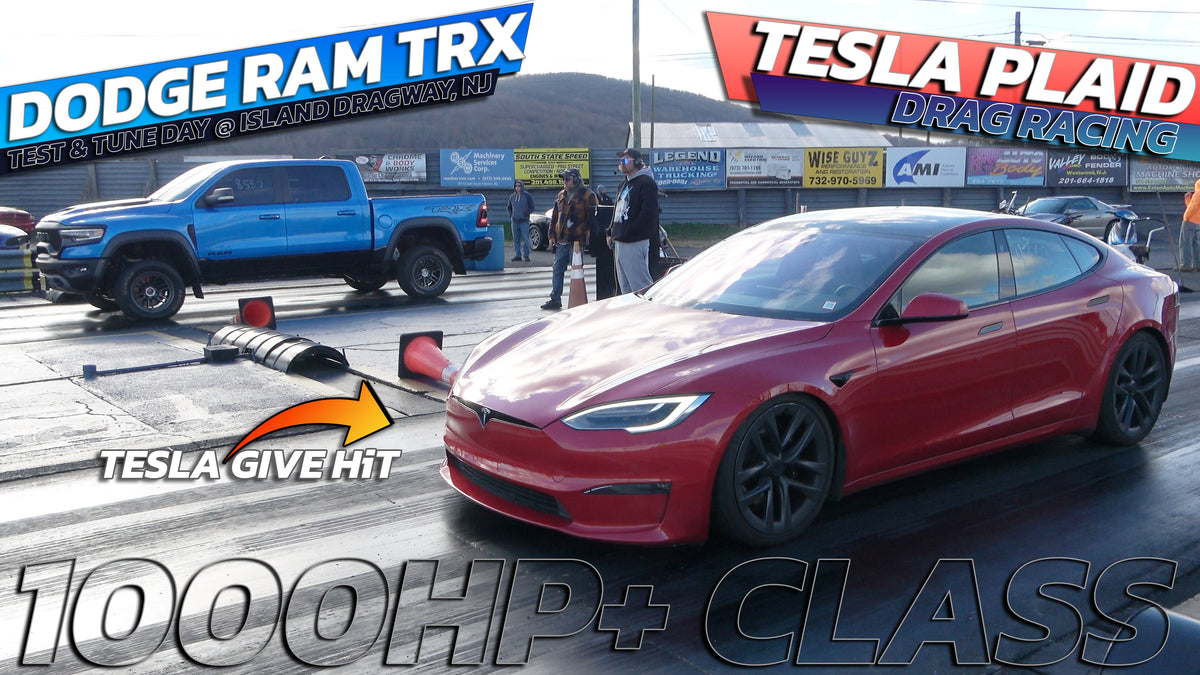 Dodge RAM TRX vs Tesla Plaid Give the hit on Drag Race @ Island dragwa ...