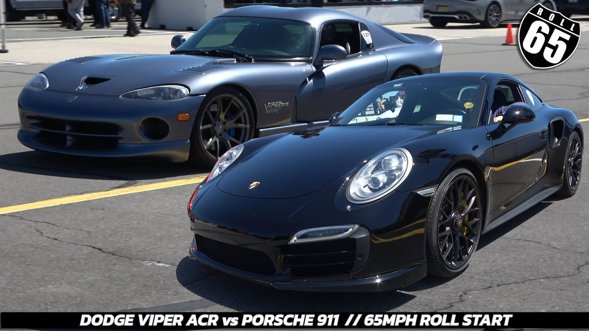 Dodge Viper ACR vs. Porsche 911 Turbo: 65MPH Roll Race at Pocono Racew ...