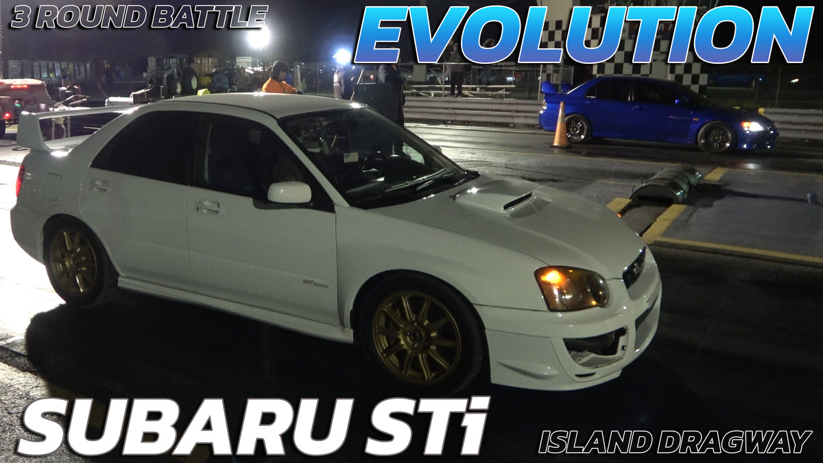 Mitsubishi Evolution vs Subaru Sti three Round battle @ Island dragway ...