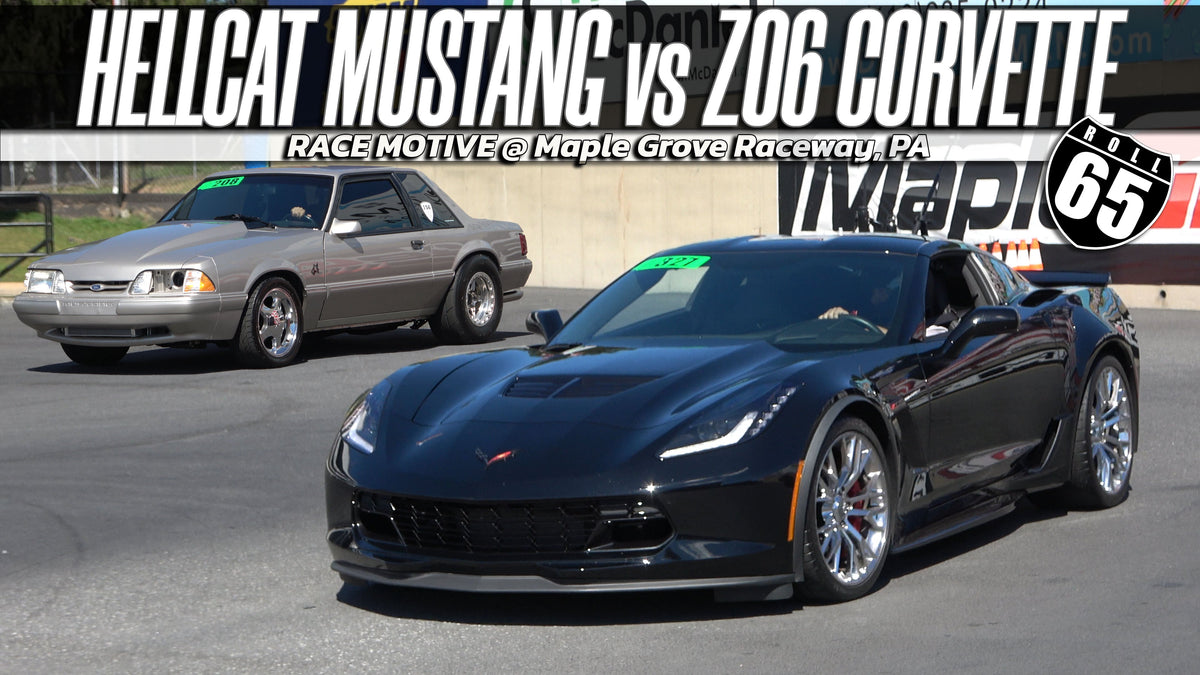 Hellcat-Swapped Mustang vs. Z06 Corvette - 1/3 Mile Roll Race ...