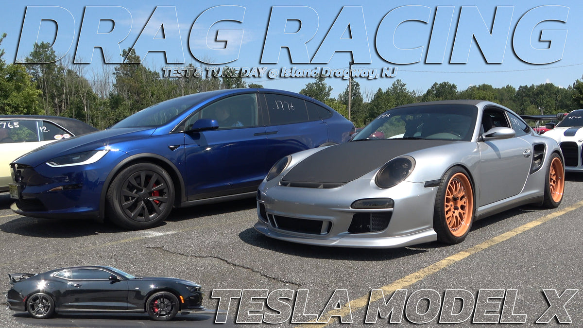Tesla Model X vs Porsche 911 Turbo, BMW M8 & Camaro Drag Racing @ Isla ...