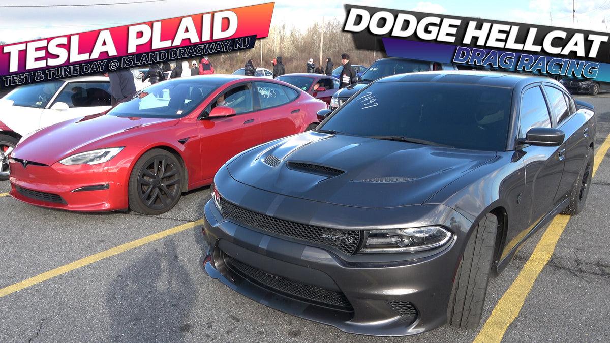 Tesla Plaid vs Dodge Hellcat Charger Drag Race @ Island dragway ...