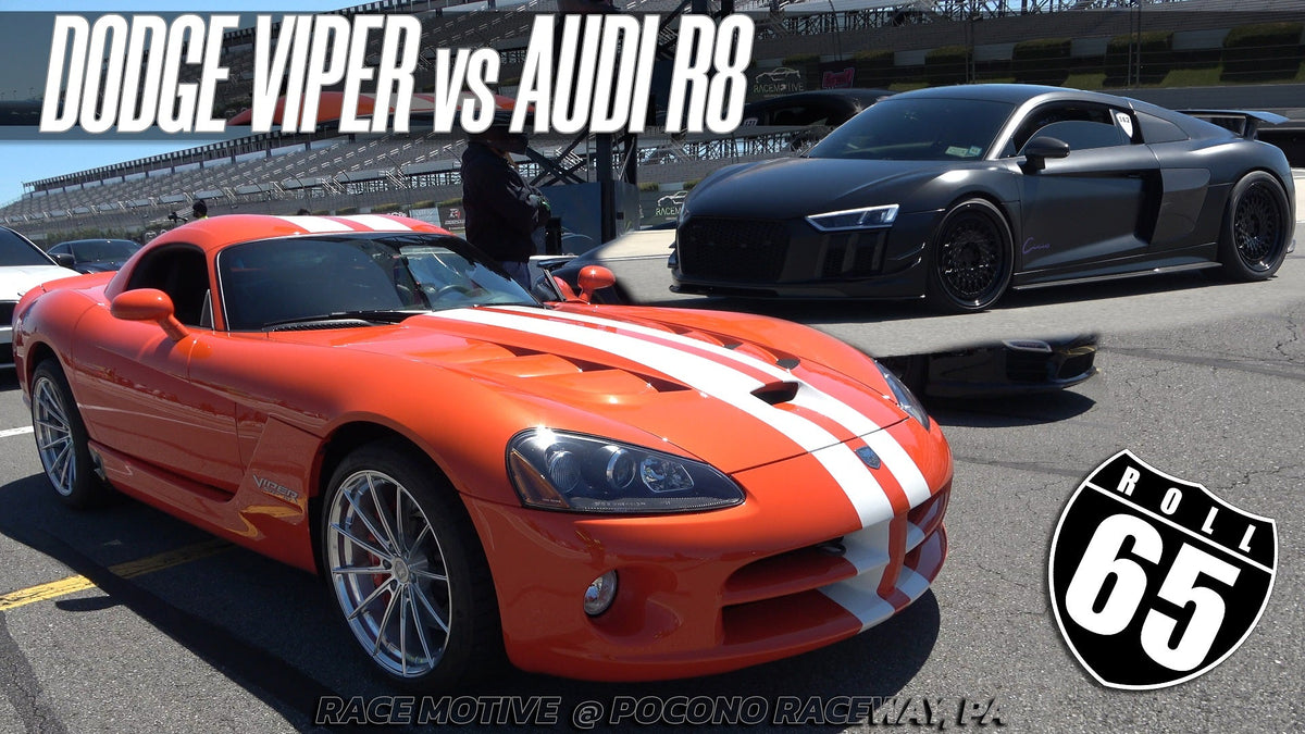 DODGE VIPER VS Audi R8 65mph Roll Start Race Motive @ Pocono Raceway ...