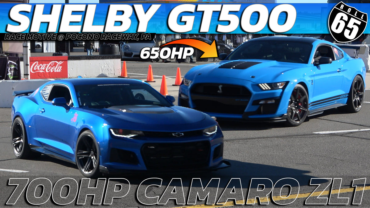 650hp Shelby GT500 vs. 700hp Camaro ZL1 Rematch: Roll Race Showdown at ...